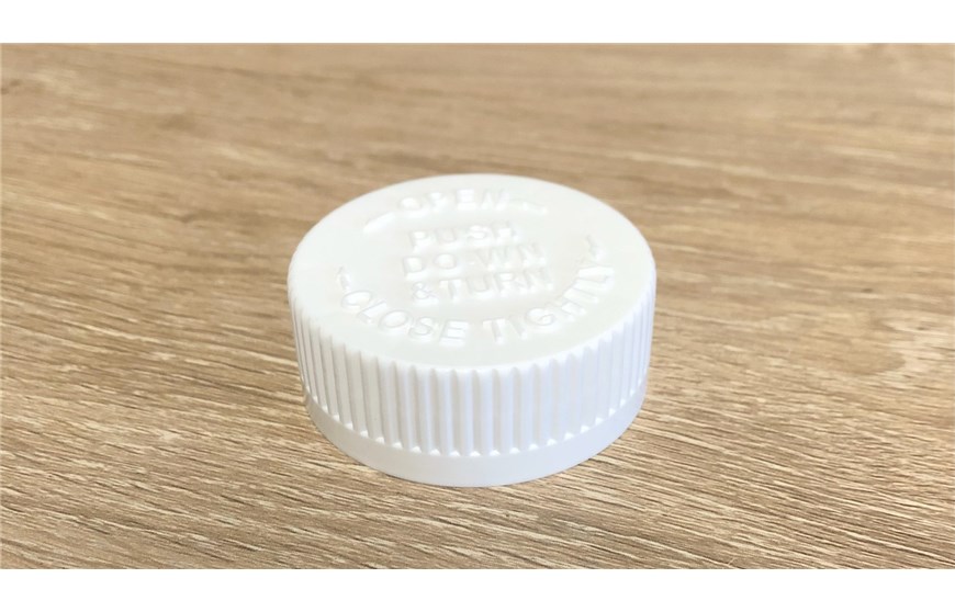 38-400 White Child-Resistant Push Down & Turn Caps | Kaufman Container