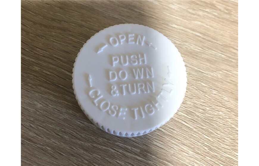 38-400 White Child-Resistant Push Down & Turn Caps | Kaufman Container